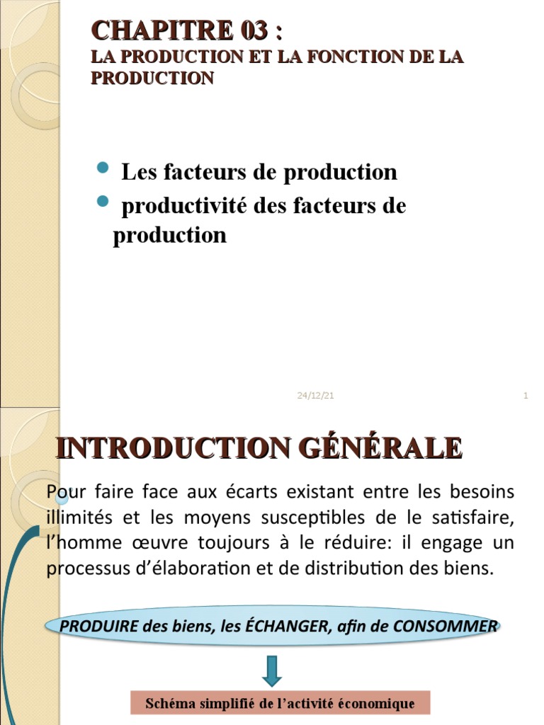 La Fonction Production | PDF | Fonction de production | Capital (Économie)