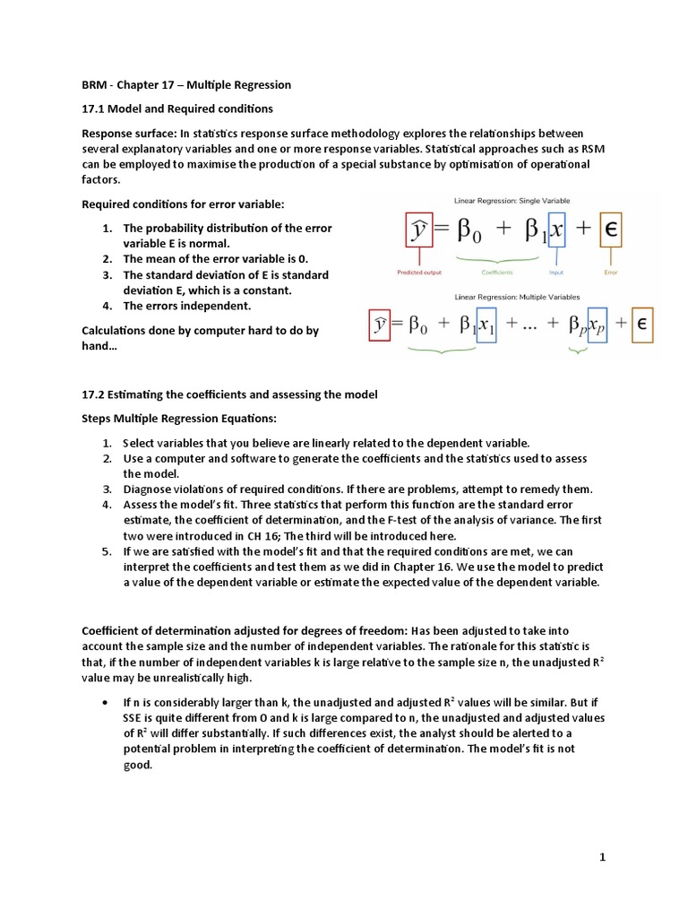 BRM - Chapter 17 - Multiple Regression | PDF | Errors And Residuals | Coefficient Of Determination