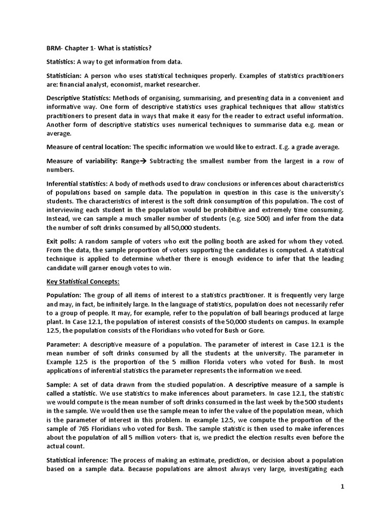 BRM - Chapter 1 - What Is Statistics | PDF | Statistics | Statistical Inference
