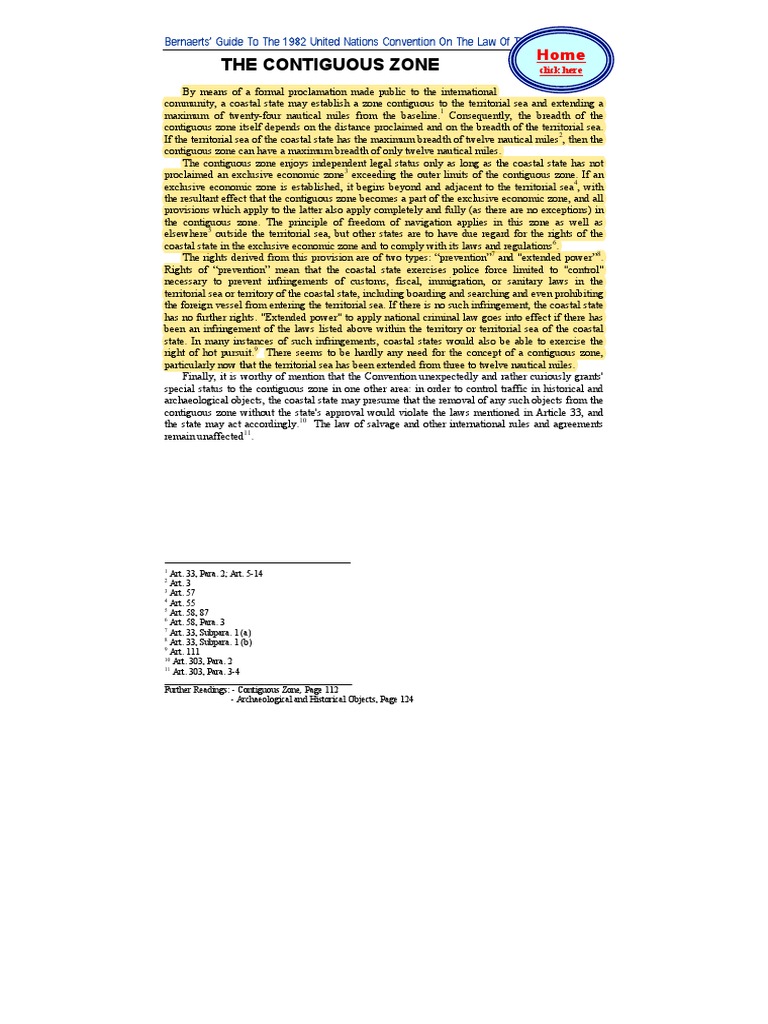The Contiguous Zone: Bernaerts' Guide To The 1982 United Nations ...
