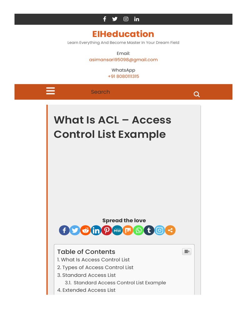 35 What Is ACL Access Control List Example | PDF | Internet Protocols | Internet Protocol Suite
