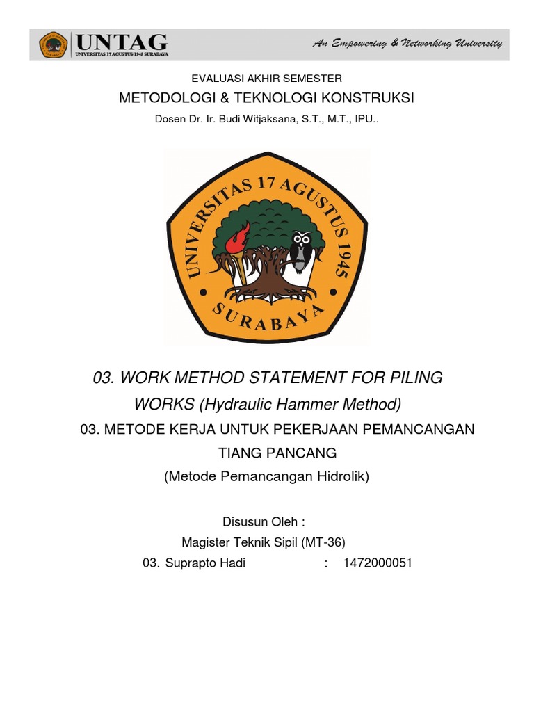 Piling Work 1472000051 Suprapto Hadi Pdf