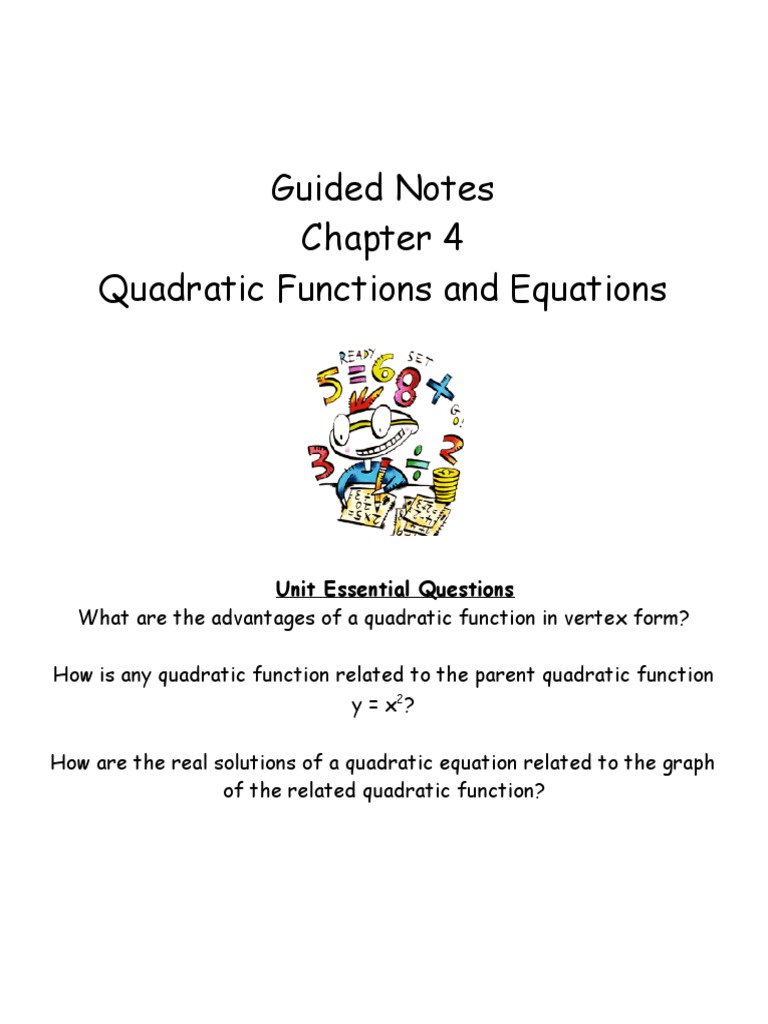 Chapter 4 Quadratic Functions And Equations Guided Notes Pdf