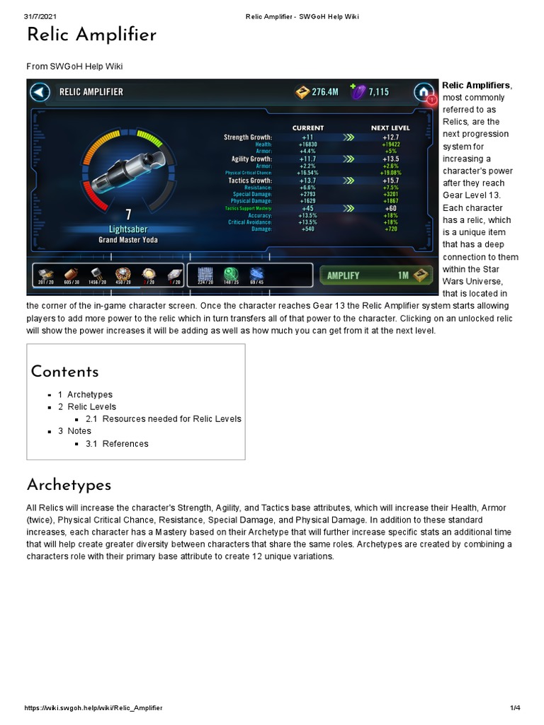 Relic Amplifier - SWGoH Help Wiki | PDF | Tanks | Electronics