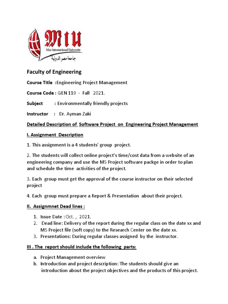 Engineering Project Management Assignment | PDF | Project Management ...