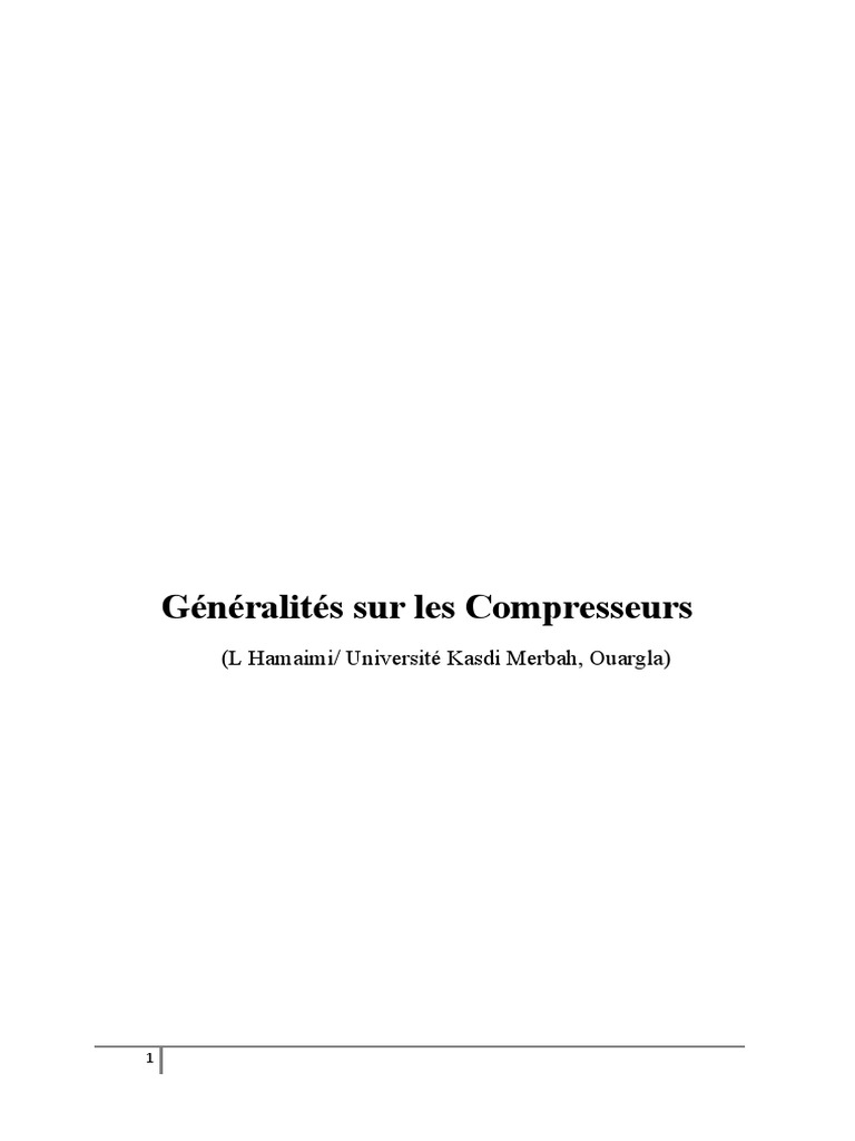 Généralités Sur Les Compresseurs | Descargar gratis PDF | Piston | Physique appliquée et ...