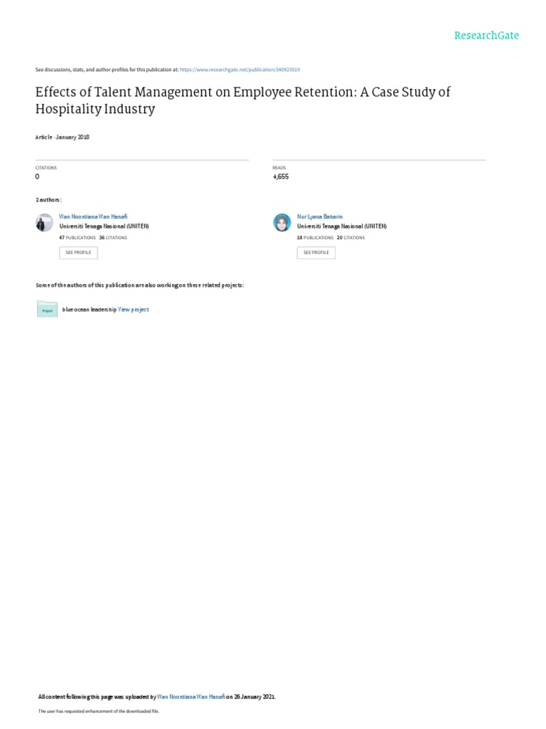 Effects of Talent Management On Employee Retention: A Case Study of ...