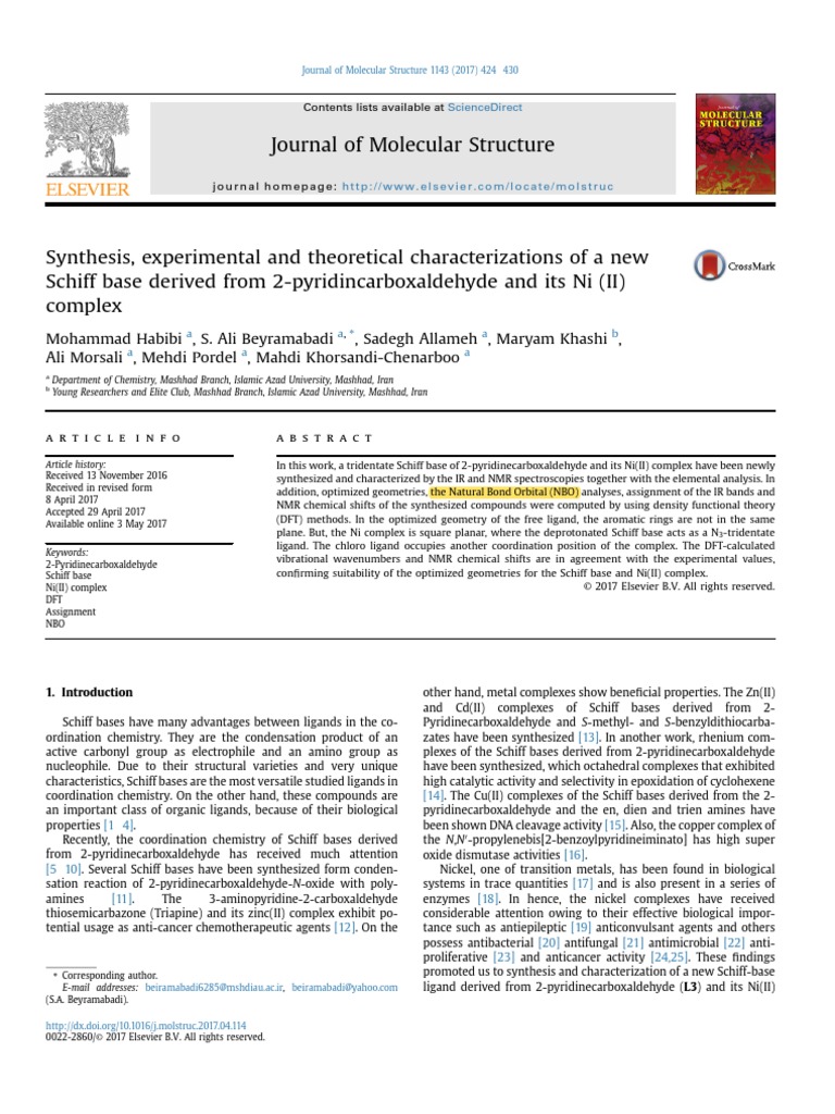 Synthesis, Experimental and Theoretical Characterizations of A New ...