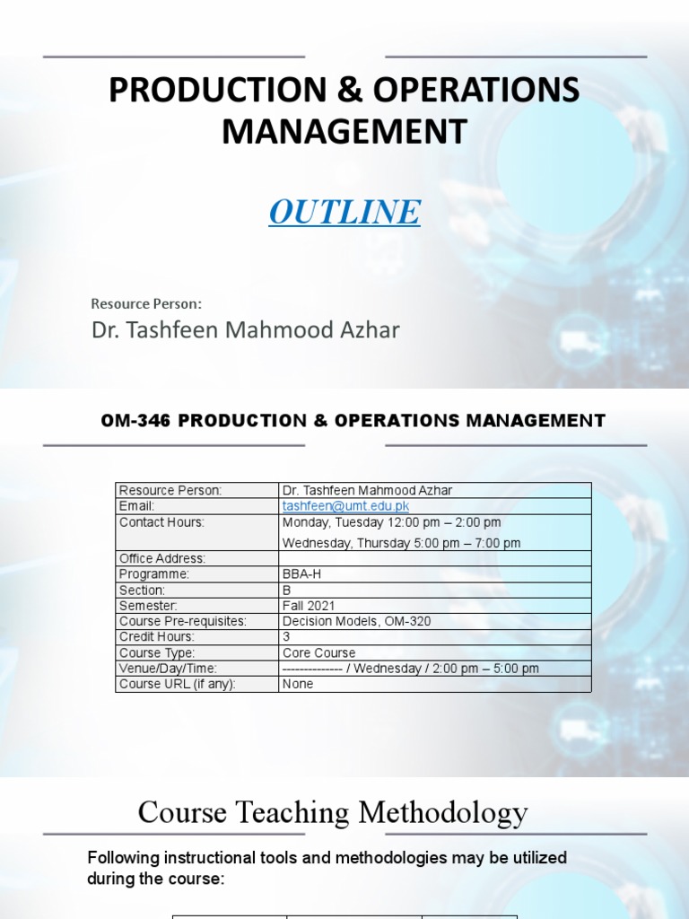 Production & Operations Management: Outline | PDF | Operations ...