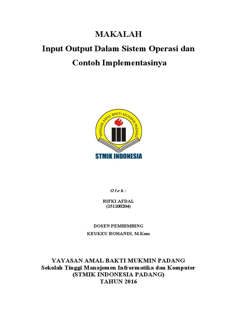 Makalah Input Output Dalam Sistem Operas | PDF