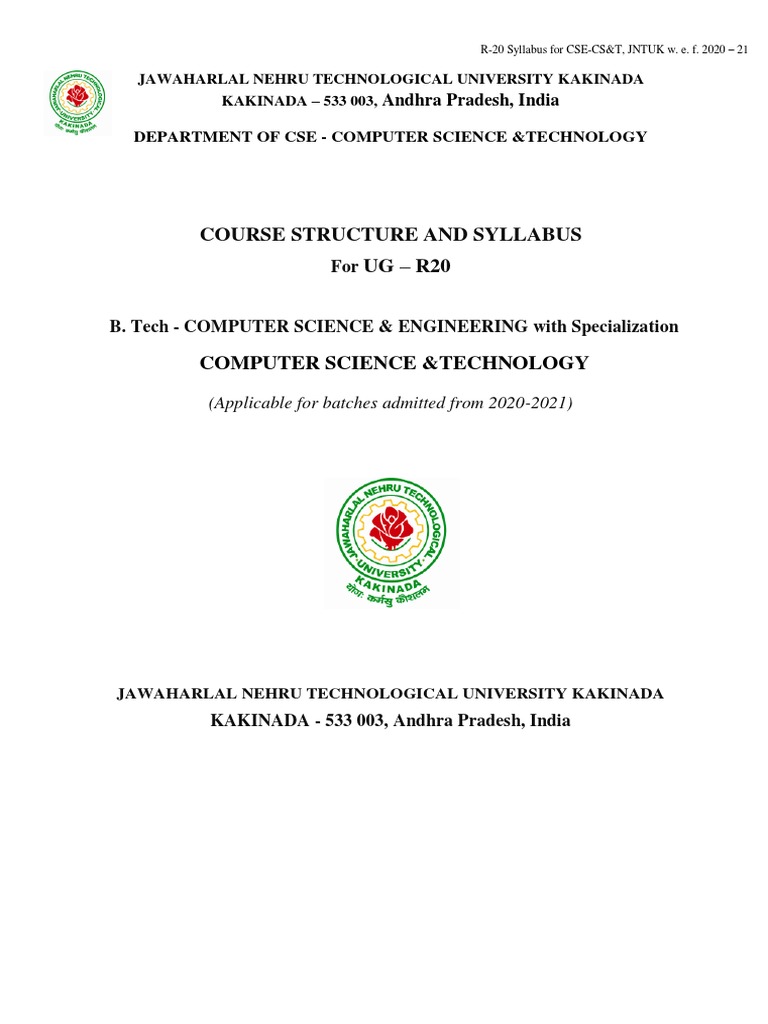 CSE-CS&T - 1&2YEARS - CS& Syllabus - UG - R20 | PDF | Laser | Computer ...