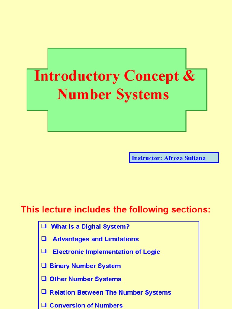 Introductory Concept & Number Systems: Instructor: Afroza Sultana | PDF ...