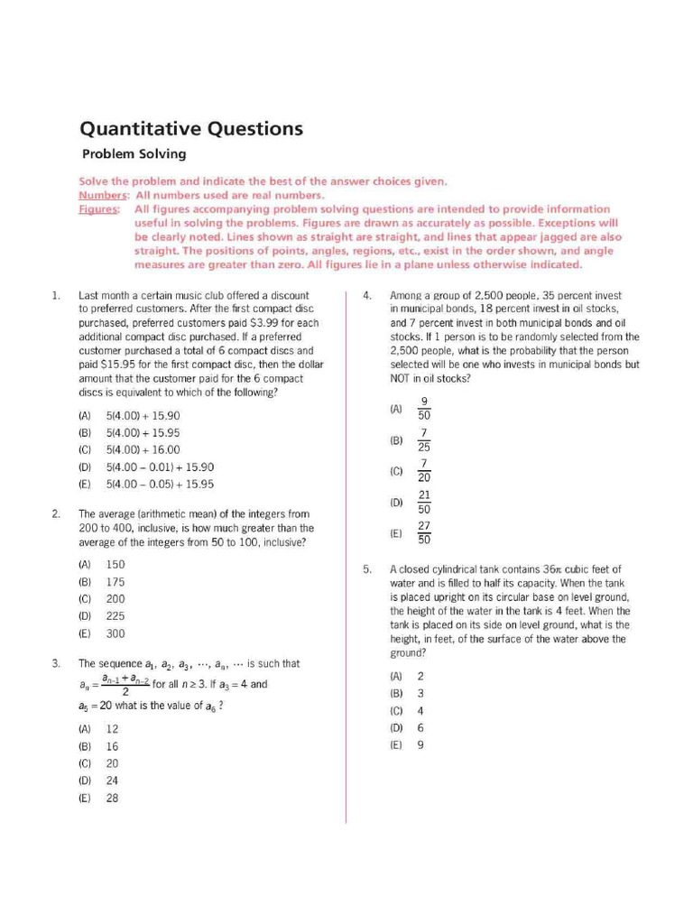 GMAT Quantitative Sample Paper 1 | PDF