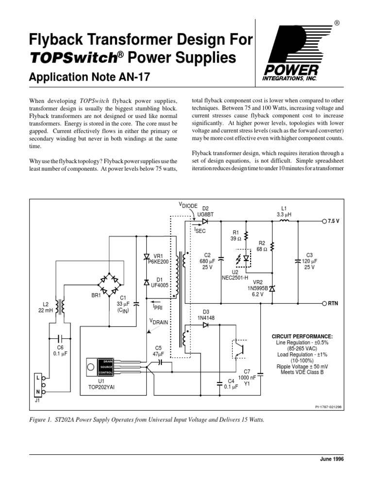 Topswitch: Flyback Transformer Design For Power Supplies | PDF ...