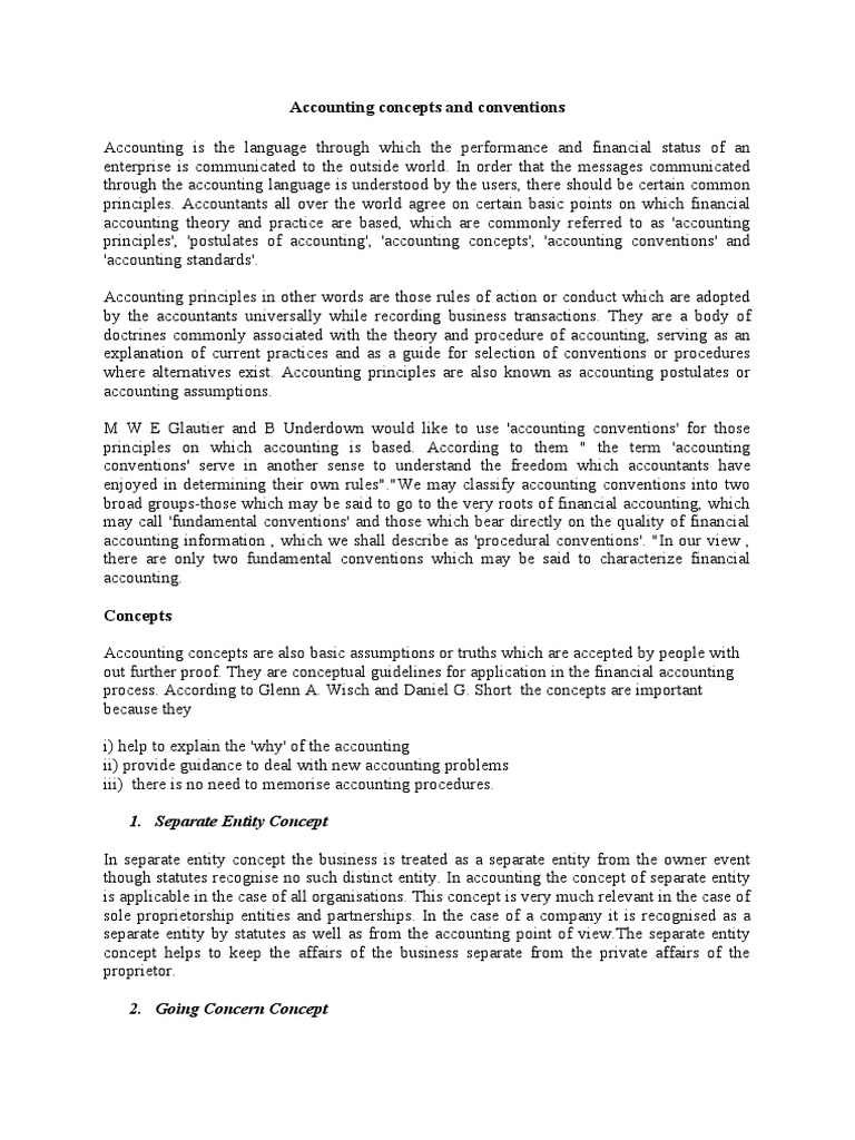 2 Accounting Concepts And Conventions Pdf Debits And Credits
