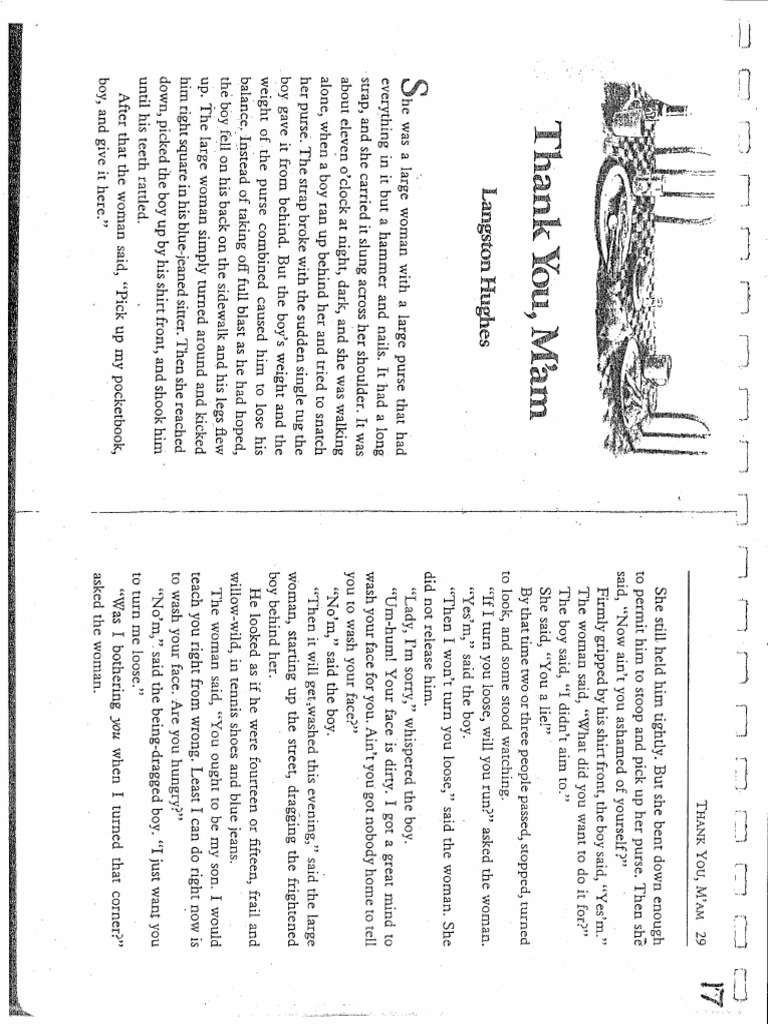 Thank You, M'am - by Langston Hughes | PDF