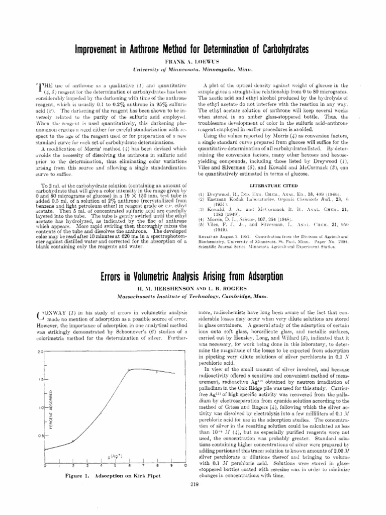 Enhanced Anthrone Method for Carbohydrate Analysis | PDF | Silver ...