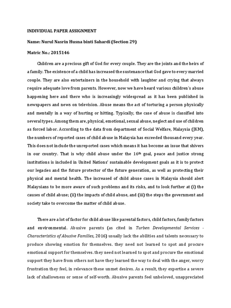Child Abuse in Malaysia: Causes & Impacts | PDF | Child Abuse | Child ...
