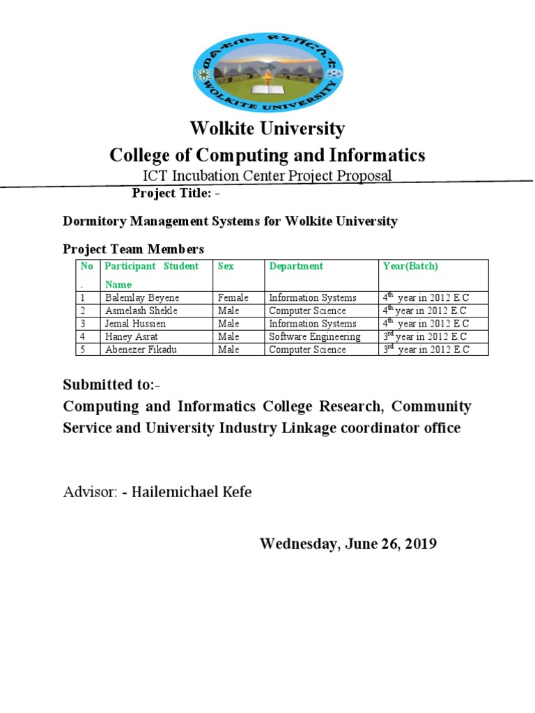 Wolkite University WOLKITE UNIVERSITY COLLEGE OF COMPUTING AND