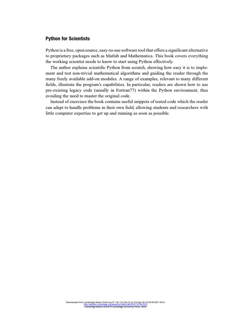 BOOK Python For Scientists | PDF | Equations | Compiler