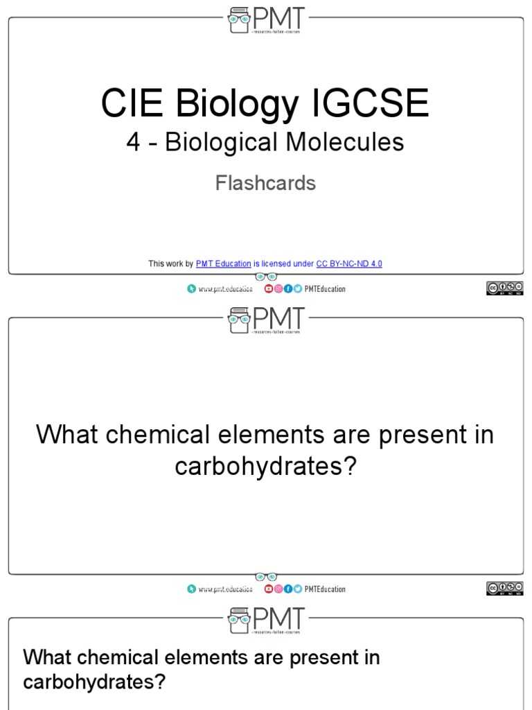 Flashcards - Topic 4 Biological Molecules - CAIE Biology IGCSE ...