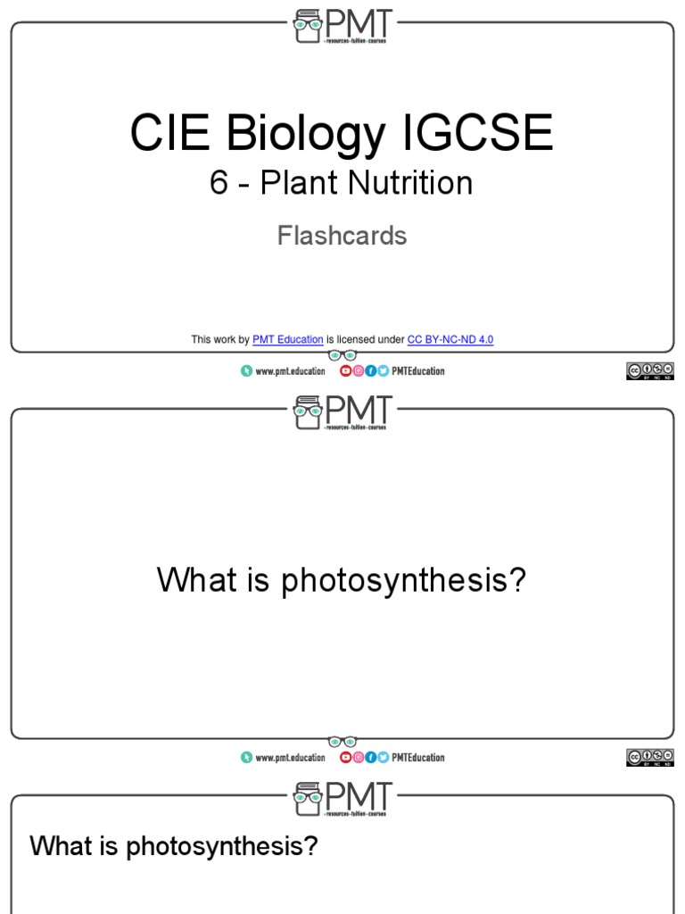 Flashcards - Topic 6 Plant Nutrition - CAIE Biology IGCSE | PDF | Leaf ...
