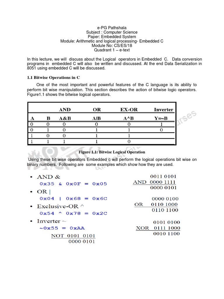 e-PG Pathshala: Logical Operators, Data Conversion and Serialization in ...