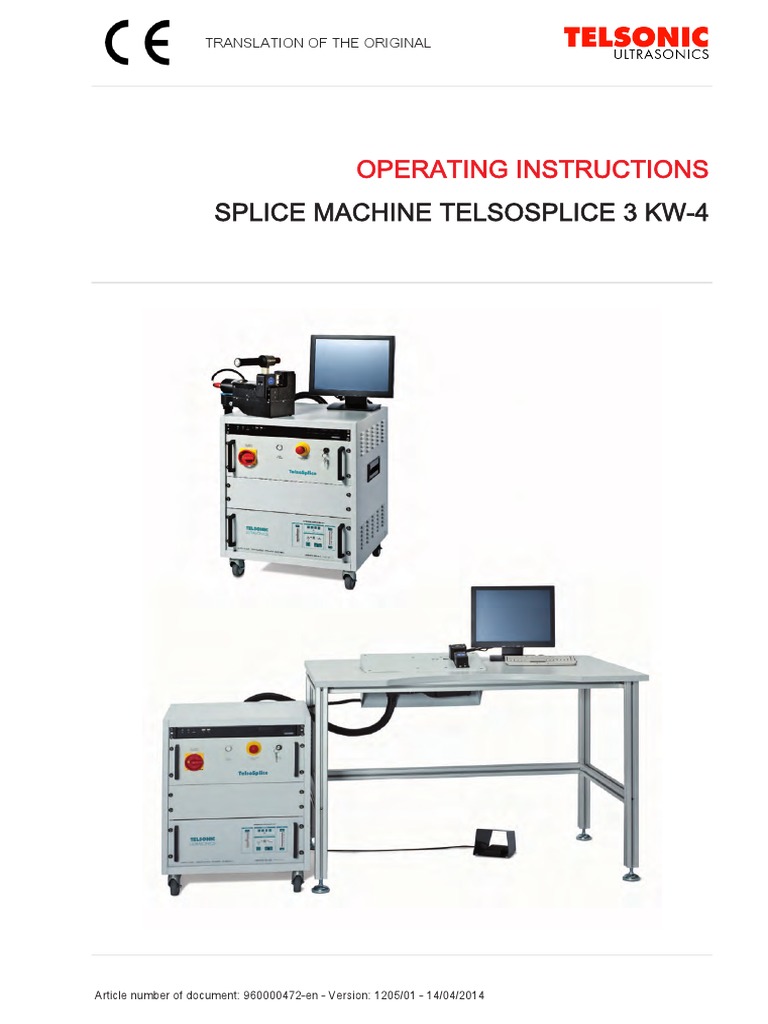 Telsonic Telsosplice 3KW Operating Instructions PDF | PDF