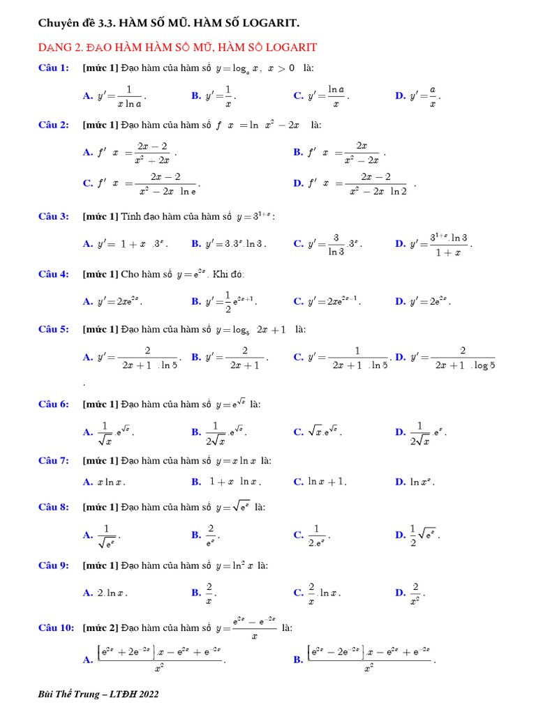 Dao Ham Ham So Mu Ham Logarit | PDF