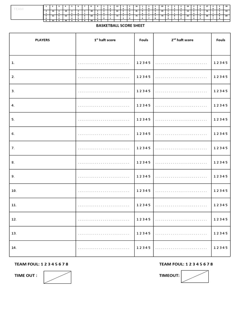 Score Sheet Basket Ball | Download Free PDF | Sports | Team Sports