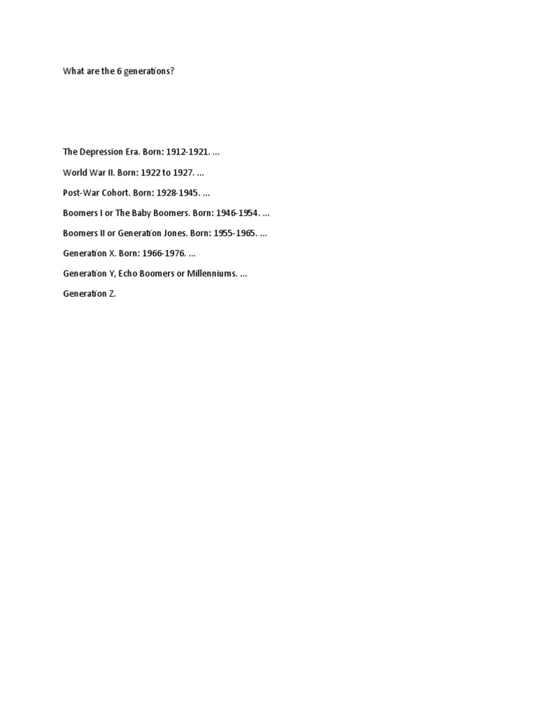 What Are The 6 Generations | PDF