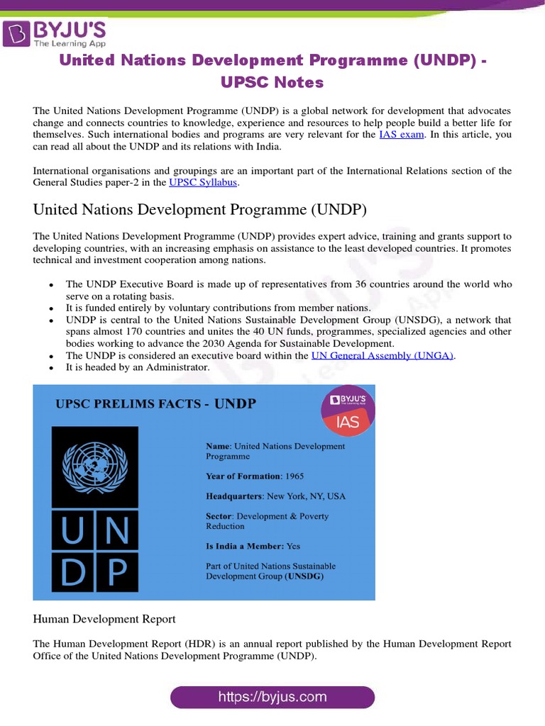 United Nations Development Programme (UNDP) | PDF | United Nations ...