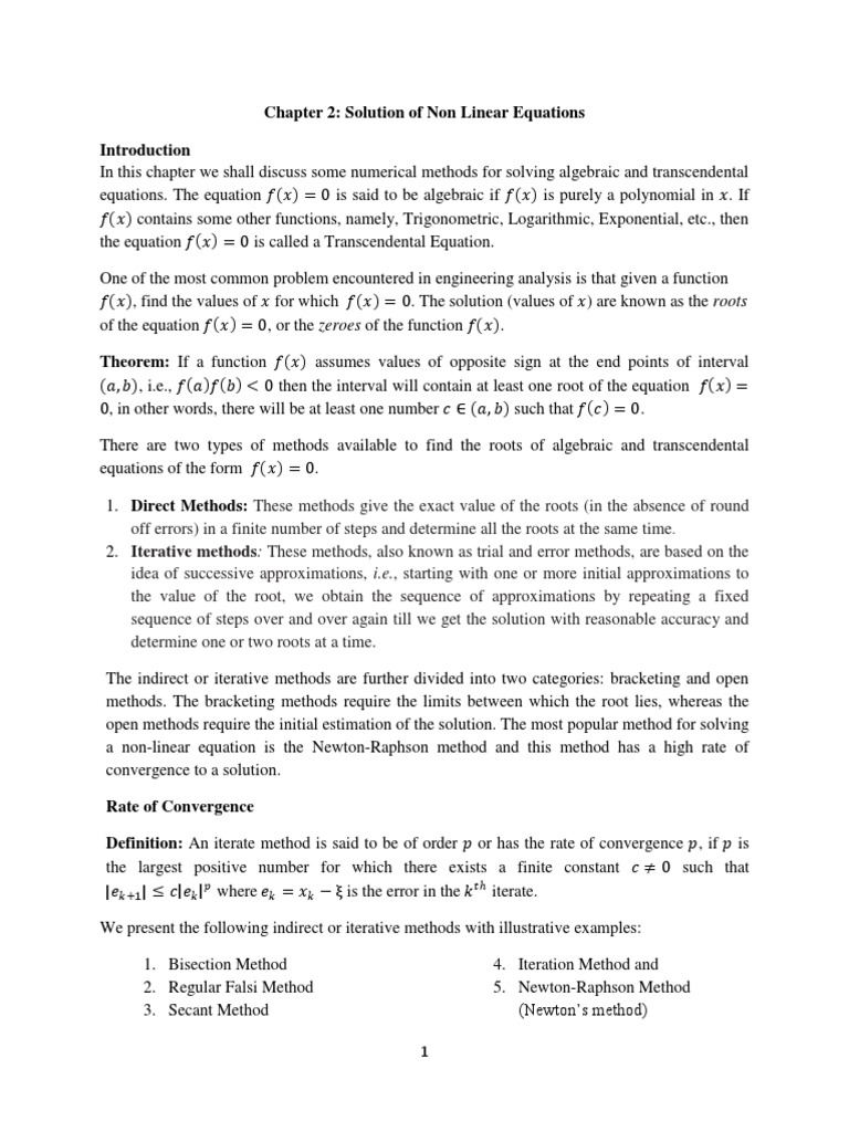 Ch-2 Solution of Non Linear Equations | PDF | Equations | Elementary Mathematics