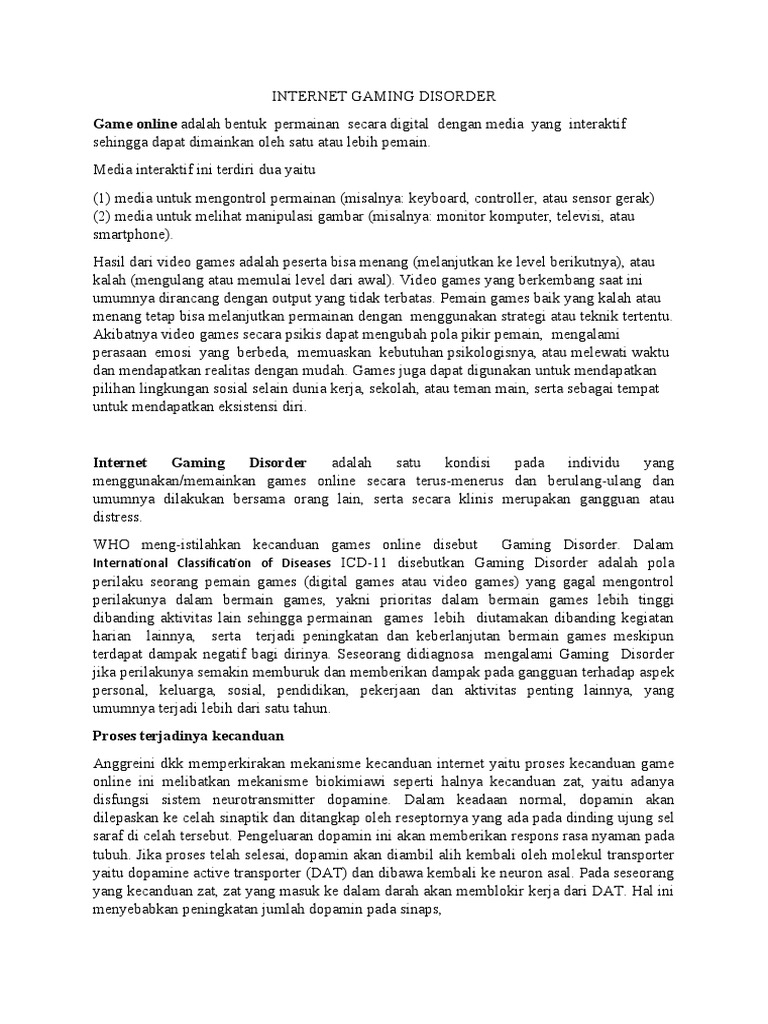 Bahaya Internet Gaming Disorder | PDF