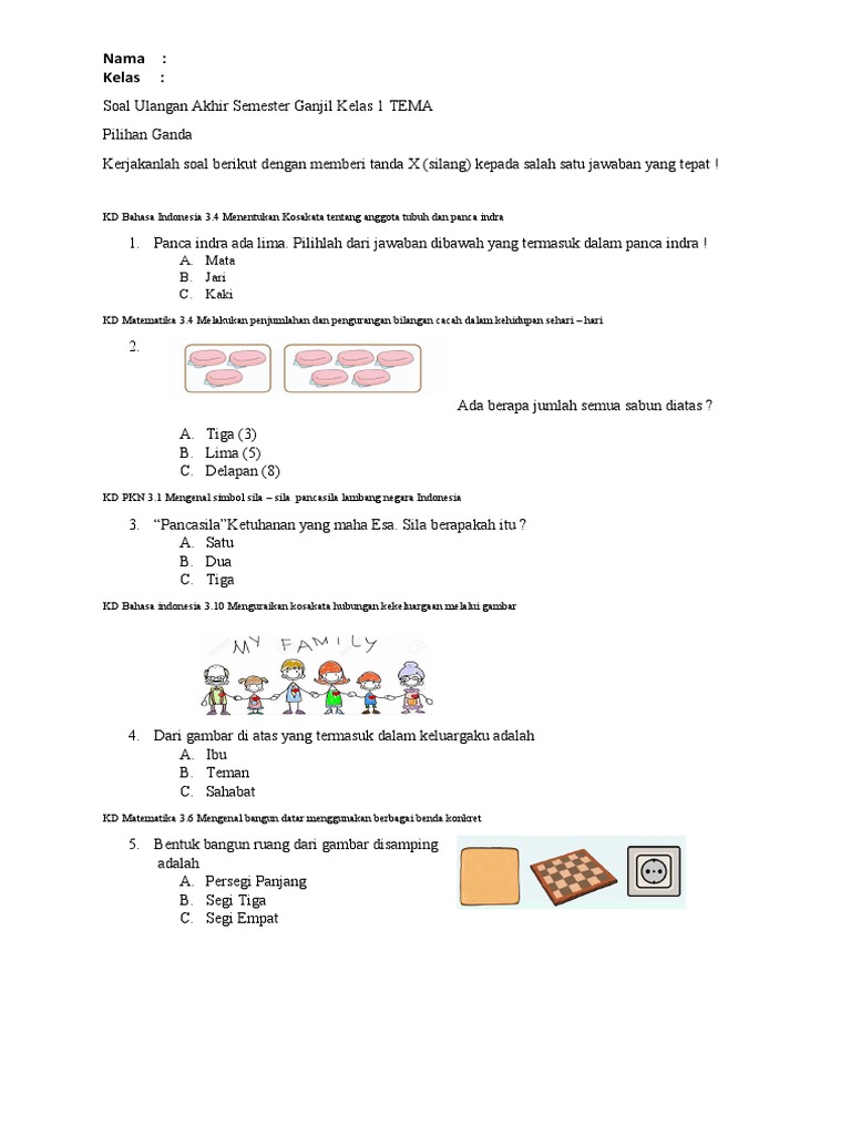 Soal Uas SD 1 | PDF
