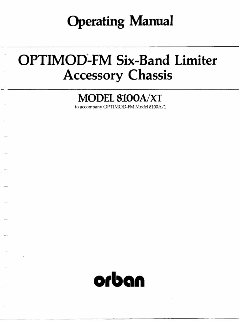 Orban OPTIMOD FM 8100A XT Service and User ID9782 | PDF