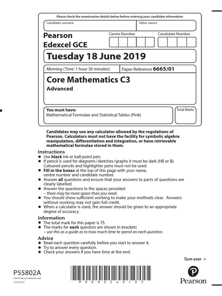Tuesday 18 June 2019: Core Mathematics C3 | PDF | Mathematical Objects ...