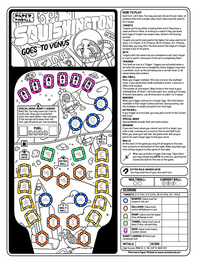 Paper Pinball Scoring Guide | PDF | Gaming
