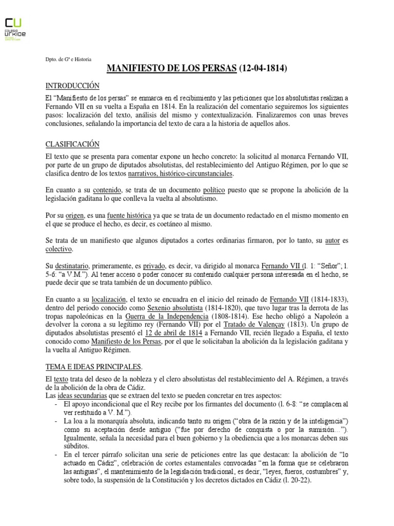 Manifiesto de Los Persas | PDF | España