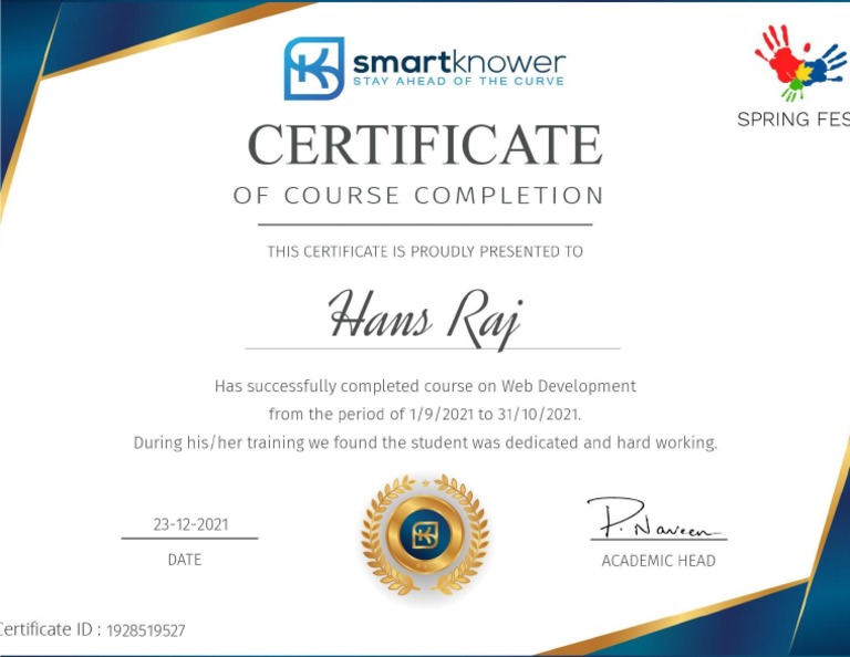 Web Development Certificate | PDF