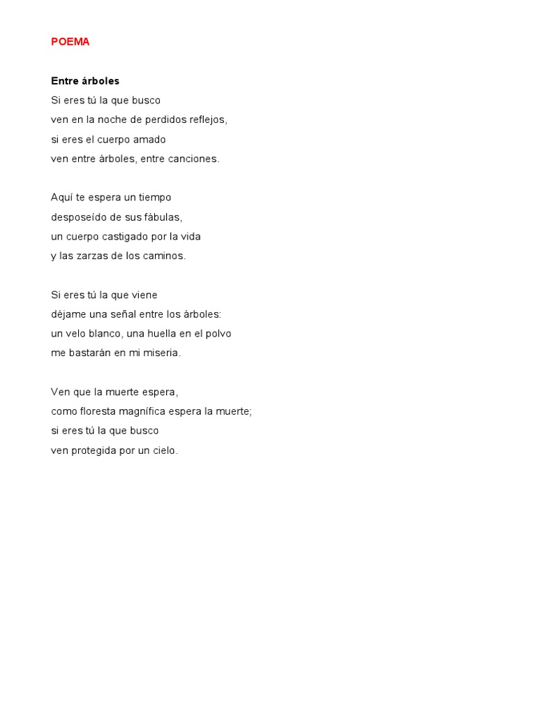 Poema entre árboles y amor perdido | PDF | Art | Poetry