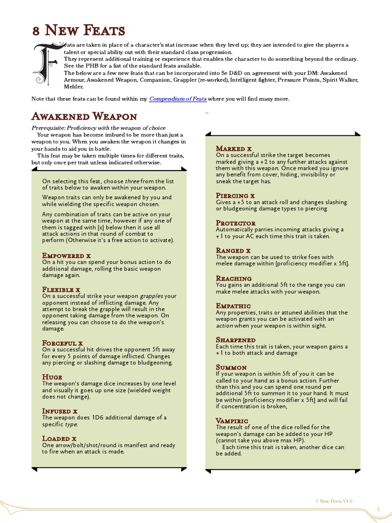 8 New Feats: Awakened Weapon | PDF | Role Playing Games