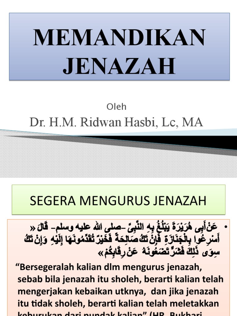 Tata Cara Memandikan Jenazah dalam Islam | PDF