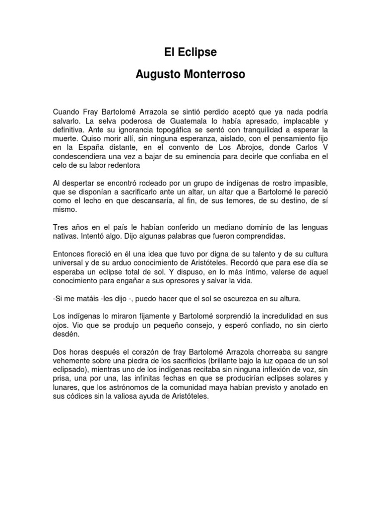 Augusto Monterroso - El Eclipse | PDF