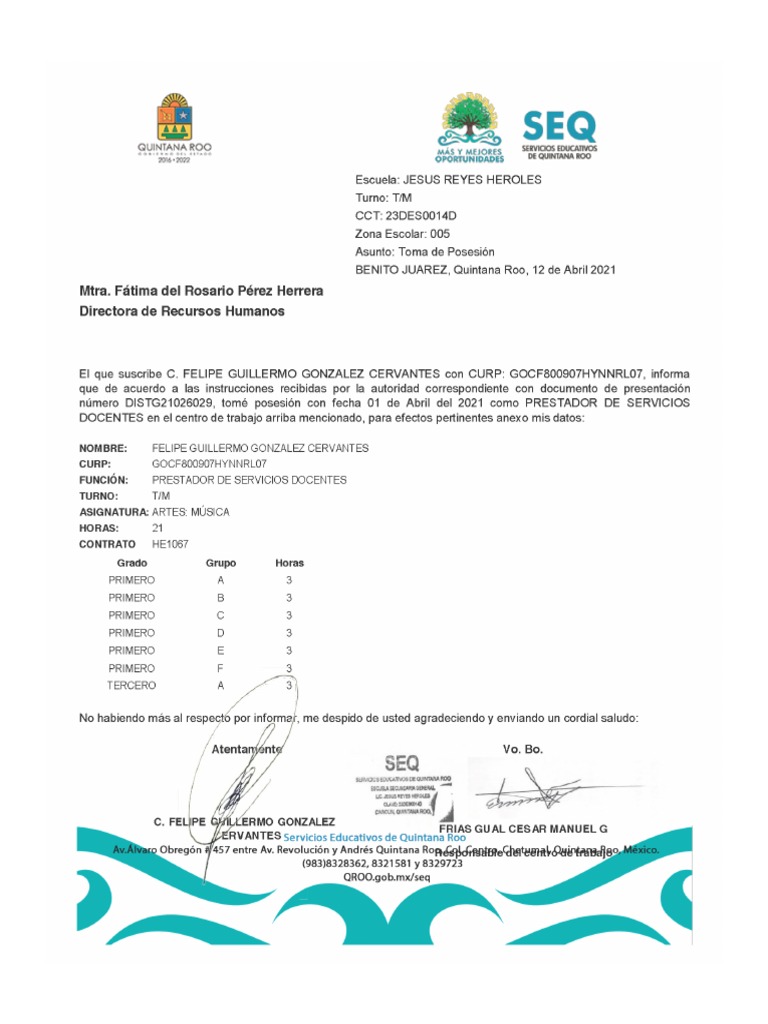 Oficio Nombramiento | PDF