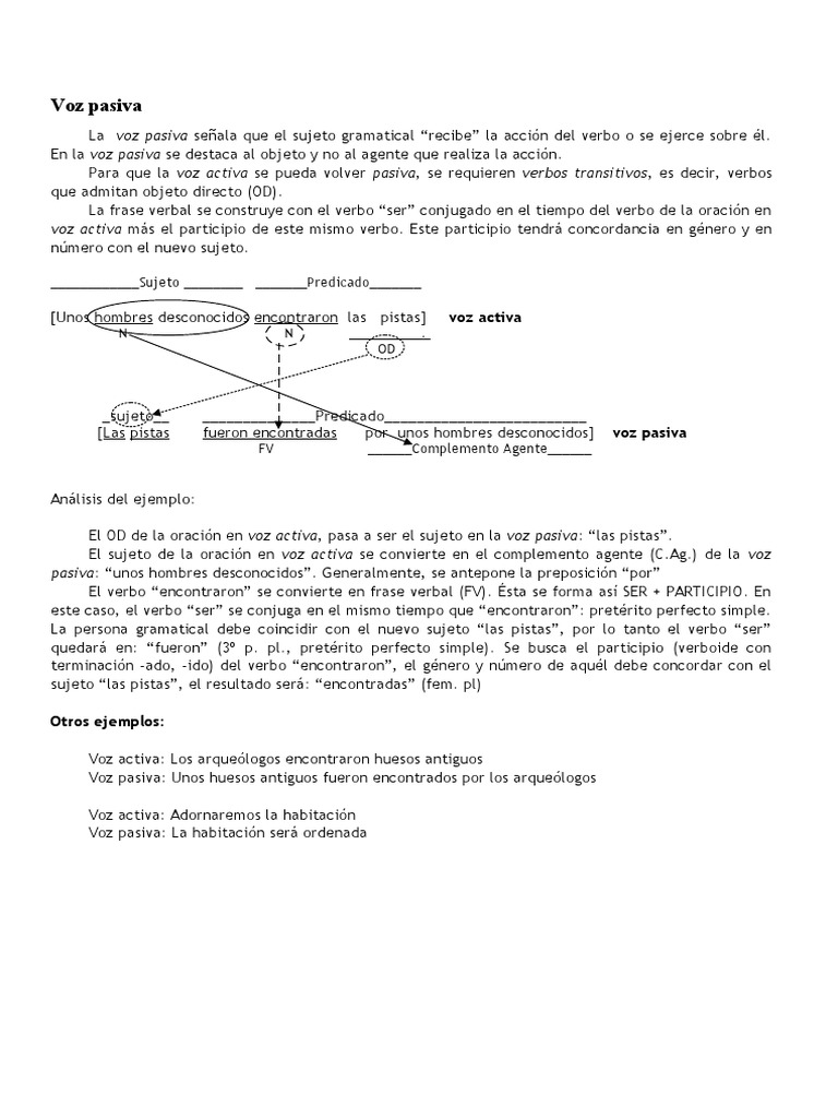 Guía para Transformar Oraciones Pasivas | PDF | Verbo | Gramática