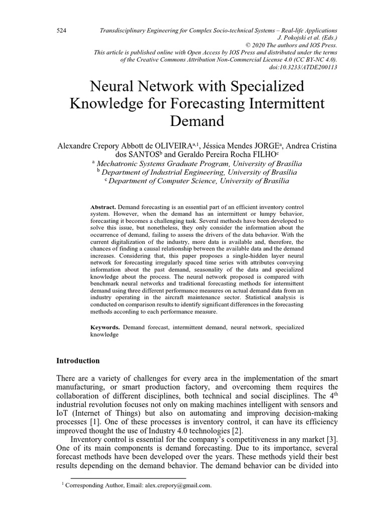 Neural Network With Specialized Knowledge For Forecasting Intermittent Demand | PDF ...
