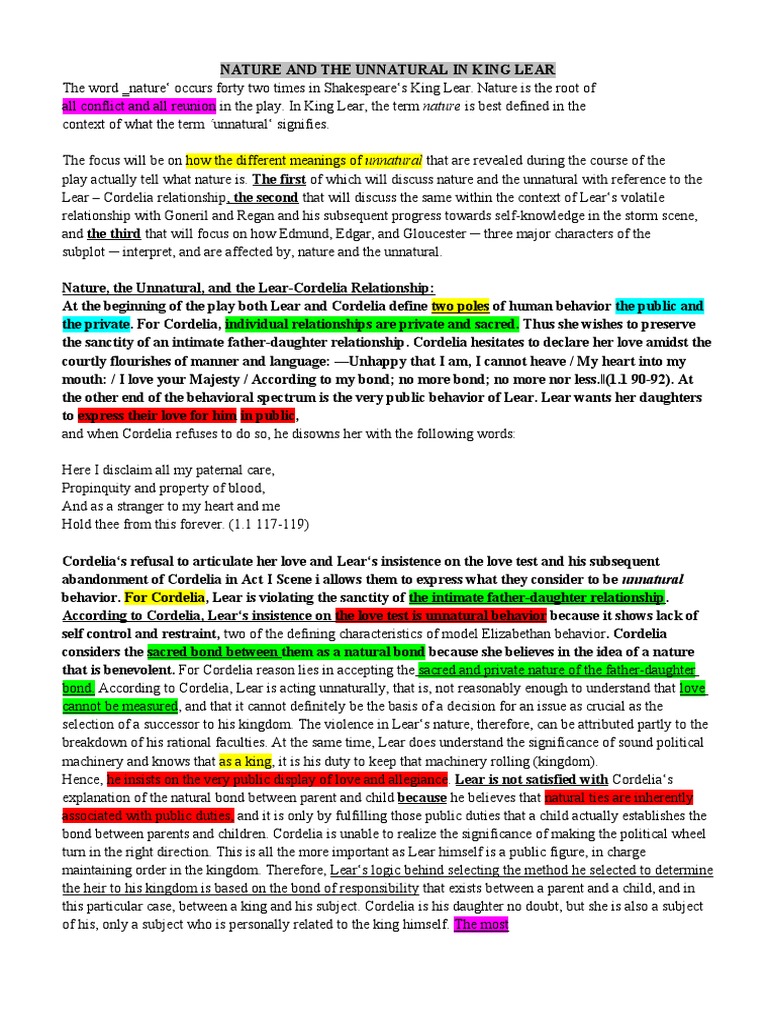 MCQ Nature and The Unnatural in King Lear10!4!2021 | PDF | King Lear