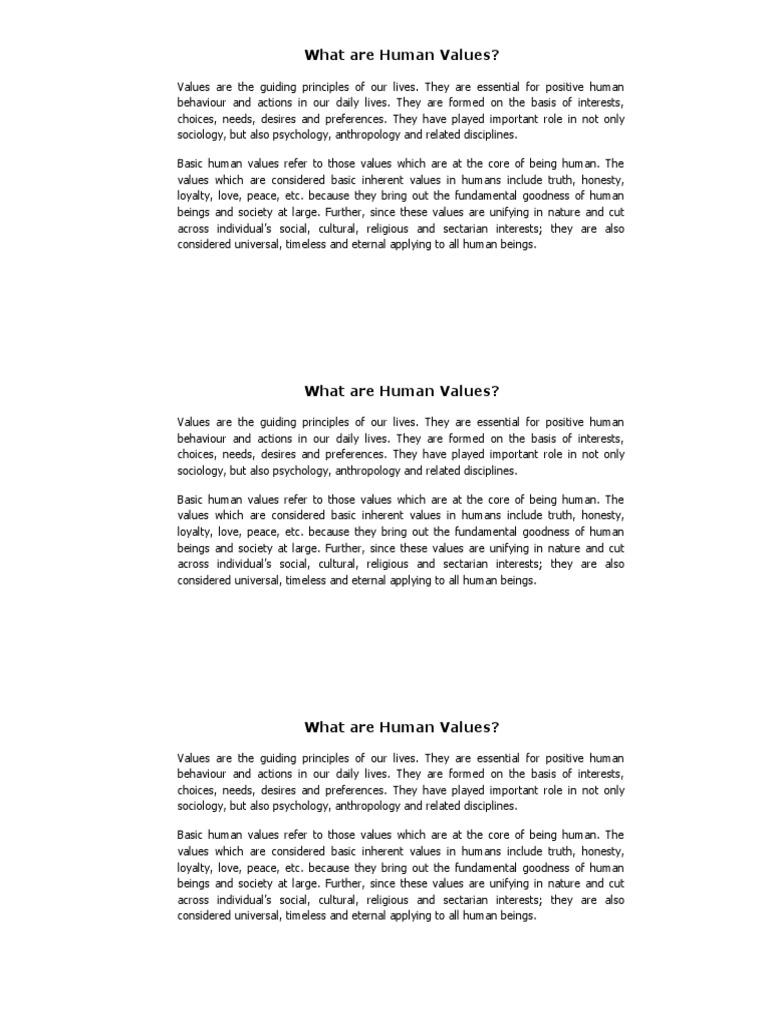 Human Values | PDF | Value (Ethics) | Sociology
