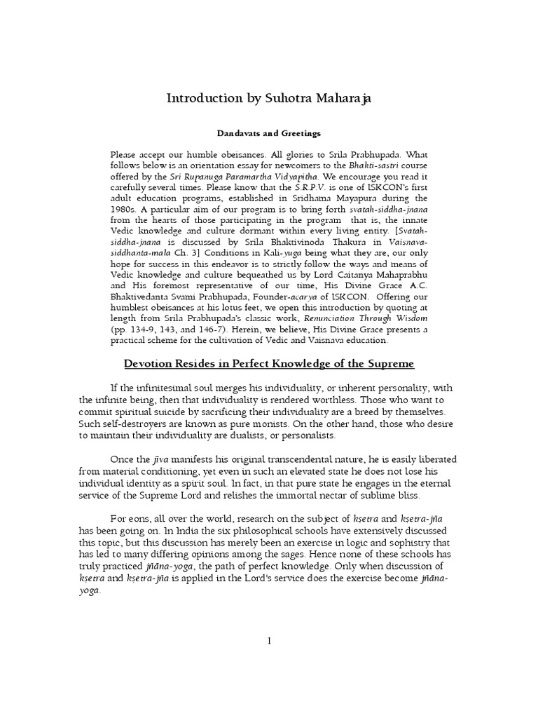 Suhotra Swami's Legacy and Teachings | PDF | Brahman | Bhagavad Gita